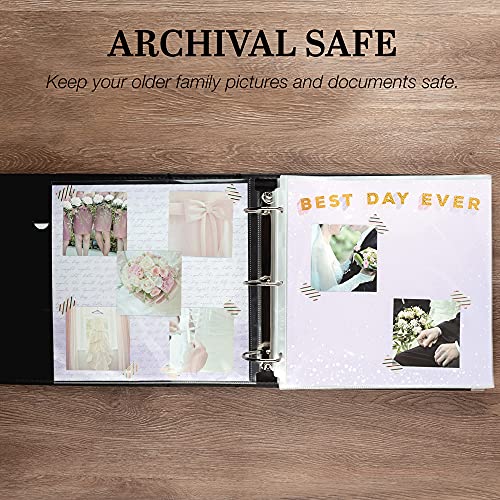 Samsill Scrapbook Refill Pages 12x12 Inches, 100 Pack, Super Heavyweight, Clear, Fits 3 Ring Scrapbook Binders and 12x12 Photo Album Refill Pages, Archival Safe, Top Loading, Acid Free, PVC Free