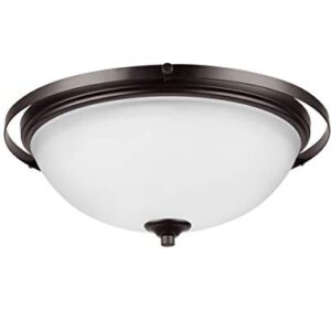 Globe Electric 61008 2-Light Flush Mount, Dark Bronze, Frosted White Glass Shade