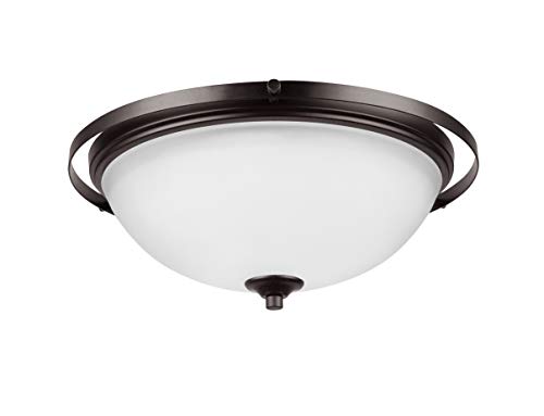 Globe Electric 61008 2-Light Flush Mount, Dark Bronze, Frosted White Glass Shade