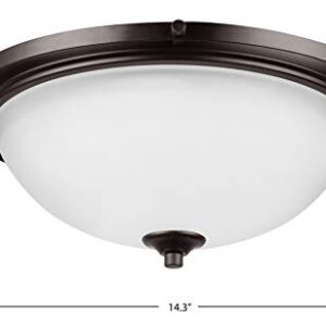 Globe Electric 61008 2-Light Flush Mount, Dark Bronze, Frosted White Glass Shade