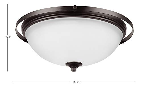 Globe Electric 61008 2-Light Flush Mount, Dark Bronze, Frosted White Glass Shade