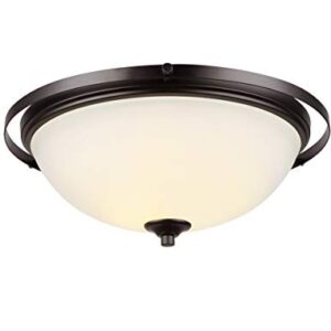 Globe Electric 61008 2-Light Flush Mount, Dark Bronze, Frosted White Glass Shade