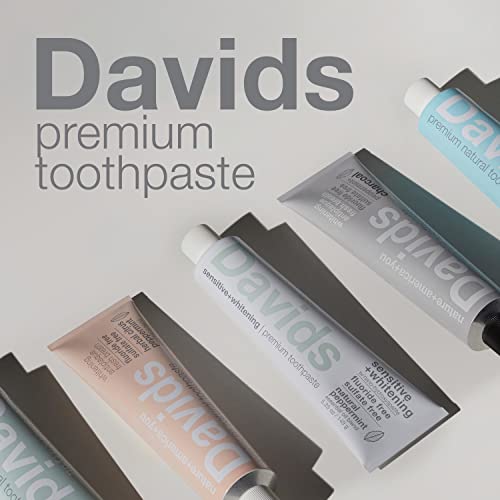 Davids Natural Toothpaste For Teeth Whitening, Spearmint, Antiplaque, Flouride Free, SLS Free, EWG Verified, Toothpaste Squeezer Included, Recycable Metal Tube, 5.25oz