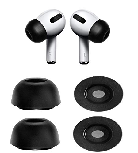 JNSA Large Size Memory Foam Ear Tips Compatible with Apple AirPods Pro, Noise Cancelling Comfortable Foam Tips with Built-in dust Guard net,[Fit in Case], Black 2 Pairs Sets,L