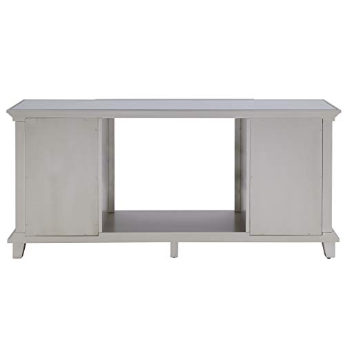 SEI Furniture Toppington Mirrored Media Console Electric Fireplace, Silver