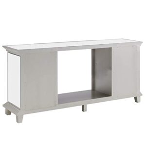 SEI Furniture Toppington Mirrored Media Console Electric Fireplace, Silver