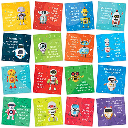 Party Profi Lunch Box Notes for Kids - 60 Fun Robot Riddle Cards for Boys and Girls Lunchbox - Create Memorable Thinking of You Notes