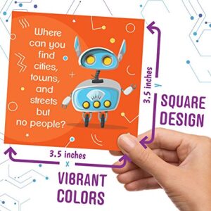 Party Profi Lunch Box Notes for Kids - 60 Fun Robot Riddle Cards for Boys and Girls Lunchbox - Create Memorable Thinking of You Notes