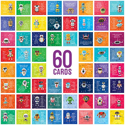 Party Profi Lunch Box Notes for Kids - 60 Fun Robot Riddle Cards for Boys and Girls Lunchbox - Create Memorable Thinking of You Notes