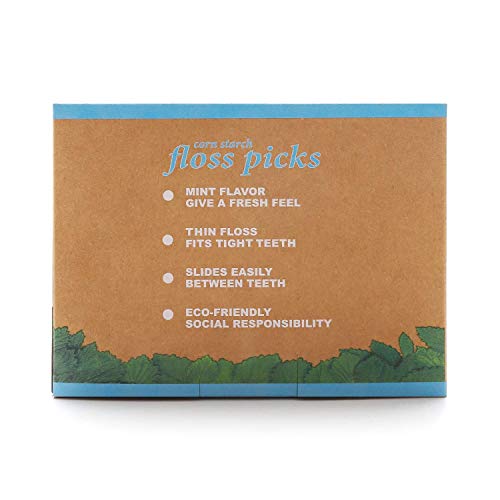 Natural Dental Floss Picks - 200 Count - BPA Free, Vegan, Sustainable, Eco Friendly, Natural Dental Flossers by Isshah (Mint)