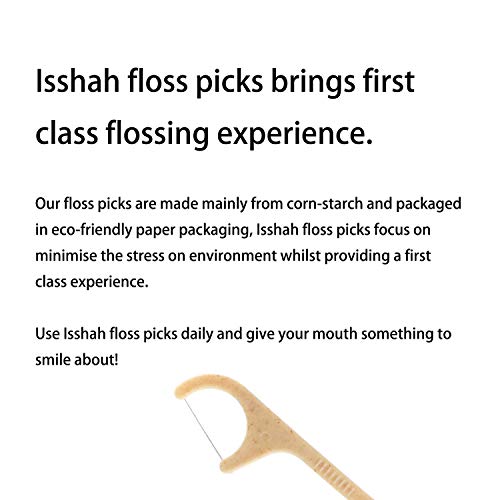 Natural Dental Floss Picks - 200 Count - BPA Free, Vegan, Sustainable, Eco Friendly, Natural Dental Flossers by Isshah (Mint)