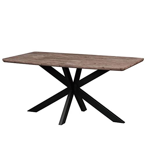 LeisureMod Ravenna 63" Rectangular Wood Dining Table with Geometric Base (Grey)