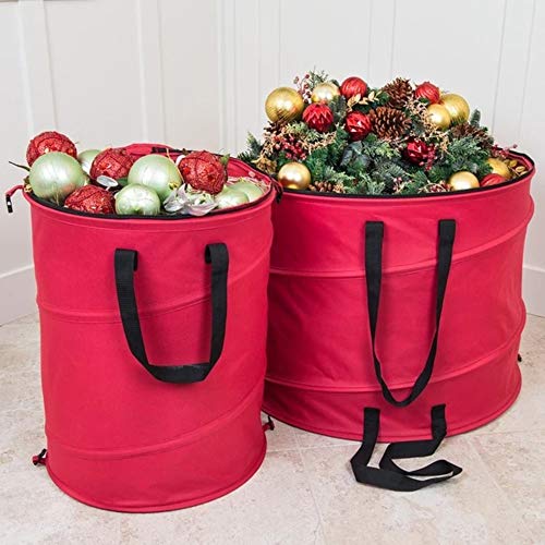 Northlight 30" Red and Black Extra Large Pop-Up Christmas Decorations Storage Bag