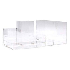 pbf photo booth frames acrylic desk organizer- 5 pieces- clear desk accessories organizer pen pencil holder office desktop organizer set