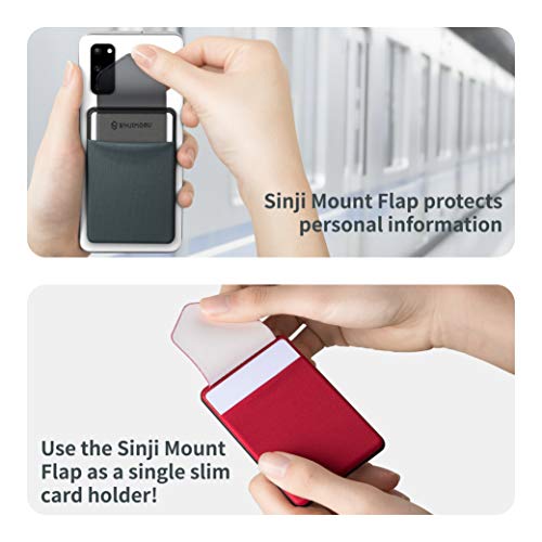 Sinjimoru Removable Cell Phone Wallet with Flap, Wireless Charging Compatible Cell Phone Card Holder for Back of Phone. Sinji Mount Flap Black