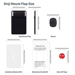 Sinjimoru Removable Cell Phone Wallet with Flap, Wireless Charging Compatible Cell Phone Card Holder for Back of Phone. Sinji Mount Flap Black