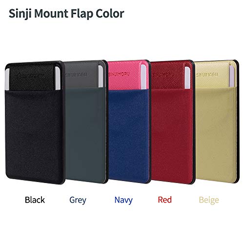 Sinjimoru Removable Cell Phone Wallet with Flap, Wireless Charging Compatible Cell Phone Card Holder for Back of Phone. Sinji Mount Flap Black