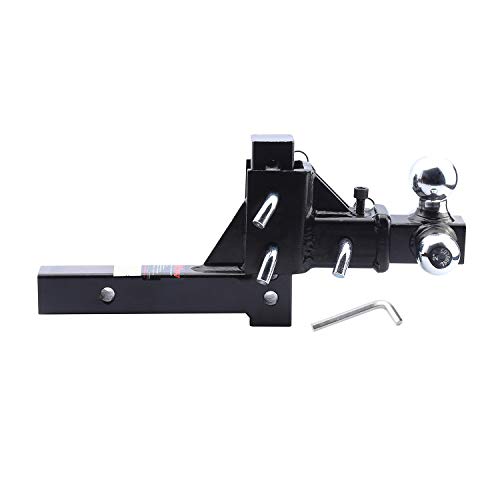 HITOWFMG 2" Adjustable Tri-Ball Mount Drop Hitch Trailer Hitches Ball Mount, 5-3/4" Drop/Rise