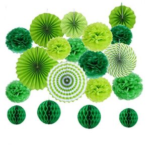 luckystar st patricks day party decorations green party decorations kit green paper fans decoration set (grass green)