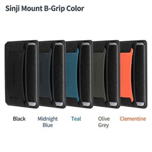 Sinjimoru Detachable Cell Phone Wallet, Wireless Charging Compatible Mobile Phone Grip Stand as iPhone Credit Card Holder for Back of Phone. Sinji Mount B-Grip Black