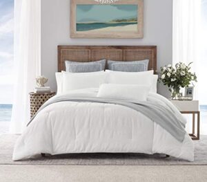 nautica | hampton collection | cozy & breathable cotton blend waffle weave texture reversible comforter matching shams, 3-piece bedding set, king, white