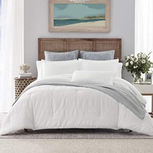 Nautica | Hampton Collection | Cozy & Breathable Cotton Blend Waffle Weave Texture Reversible Comforter Matching Shams, 3-Piece Bedding Set, King, White