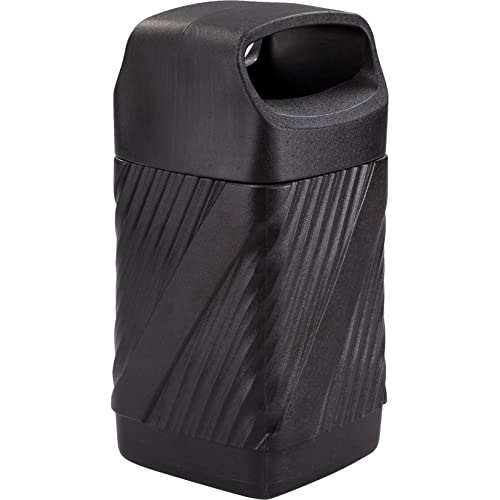 Safco Products 9371BL Twist Outdoor/Indoor Covered Top Plastic Trash Can/Waste Recepticle, 32-Gallon Capacity, Touch-Free Disposal, Weather Resistant, Ideal for Busy Environments - Black