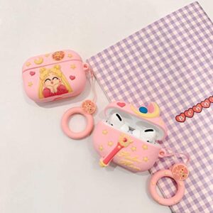 AirPods Pro Case, Kpurple Kawaii Soft Silicone Pink Sailor Moon Wand Cover with Apple AirPod pro AirPods 3 (2019) 3D Cartoon Magical Wand Protective Cool Fun Cute Lovely Girls (Magic Wand)