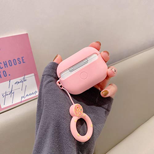 AirPods Pro Case, Kpurple Kawaii Soft Silicone Pink Sailor Moon Wand Cover with Apple AirPod pro AirPods 3 (2019) 3D Cartoon Magical Wand Protective Cool Fun Cute Lovely Girls (Magic Wand)