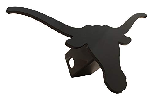 Solid Metal Custom Shaped Hitch Cover (Texas Longhorns (Black))