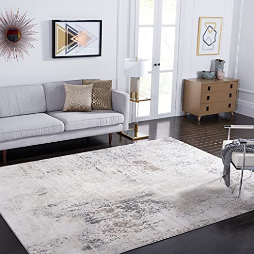 SAFAVIEH Aston Collection 8' x 10' Ivory/Grey ASN708A Modern Abstract Non-Shedding Living Room Bedroom Dining Home Office Area Rug