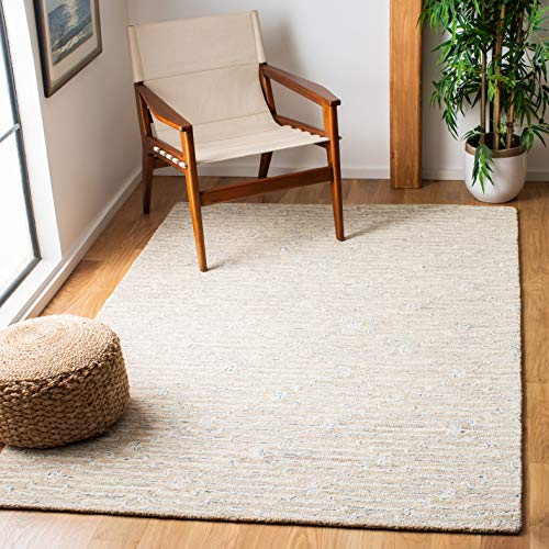 SAFAVIEH Micro-Loop Collection 4' x 6' Light Grey/Ivory MLP178F Handmade Premium Wool Area Rug