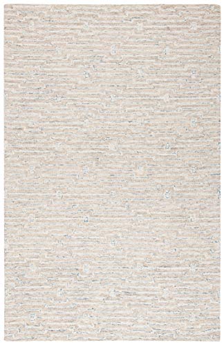 SAFAVIEH Micro-Loop Collection 4' x 6' Light Grey/Ivory MLP178F Handmade Premium Wool Area Rug