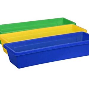 Pencil Trays Colorful Plastic Storage Baskets Mini Bins - Set of 3 - Colors Vary