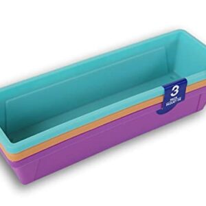 Pencil Trays Colorful Plastic Storage Baskets Mini Bins - Set of 3 - Colors Vary