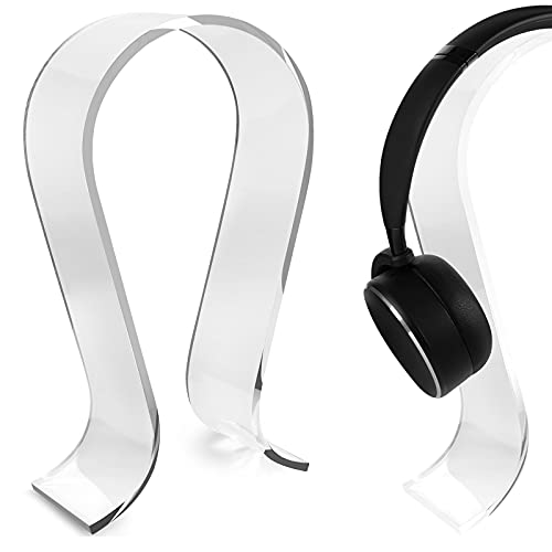 Geekria Clear Omega Headphone Stand for On-Ear Headphone, Gaming Headset Stand, Desk Display Hanger, Compatible with Bose, Marshall, Jabra, JBL, ATH, Sony, AKG, Sennheiser Headset (Clear)