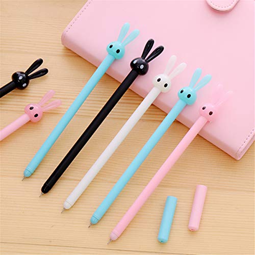 Fluent Writting Pen, 12 Pcs 0.5 mm Black Ink Rabbit Ear Shape Rolling Ball Cute Gel Ink Pen for Student and School Office Supplies (Rabbit Ear)