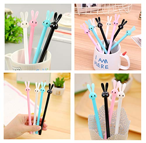 Fluent Writting Pen, 12 Pcs 0.5 mm Black Ink Rabbit Ear Shape Rolling Ball Cute Gel Ink Pen for Student and School Office Supplies (Rabbit Ear)