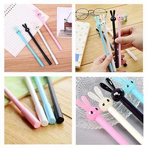 Fluent Writting Pen, 12 Pcs 0.5 mm Black Ink Rabbit Ear Shape Rolling Ball Cute Gel Ink Pen for Student and School Office Supplies (Rabbit Ear)