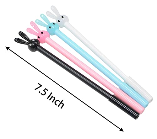 Fluent Writting Pen, 12 Pcs 0.5 mm Black Ink Rabbit Ear Shape Rolling Ball Cute Gel Ink Pen for Student and School Office Supplies (Rabbit Ear)