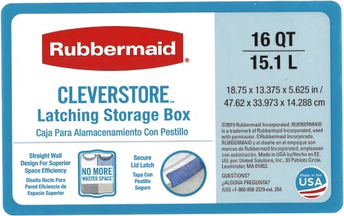 Rubbermaid Cleverstore Clear 16 Qt/4 Gal, Pack of 6 Stackable Plastic Storage Containers with Durable Latching Clear Lids, Visible Organization, Great for Classroom, Underbed, and Kitchen Storage