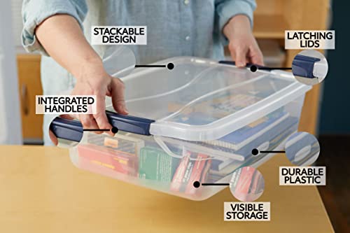 Rubbermaid Cleverstore Clear 16 Qt/4 Gal, Pack of 6 Stackable Plastic Storage Containers with Durable Latching Clear Lids, Visible Organization, Great for Classroom, Underbed, and Kitchen Storage