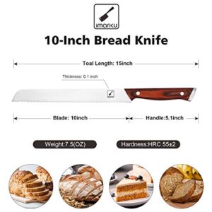 imarku Serrated Bread Knife 10 Inch - High Carbon Ultra Sharp Stainless Steel Kitchen Knife Mothers Day Gifts