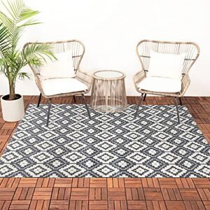 Uphome Indoor Outdoor Rug 3' x 5' Gray Farmhouse Patio Rug Hand Woven Moroccan Cotton Area Rug Modern Boho Geometric Machine Washable Carpet for Entryway Bedroom Living Room