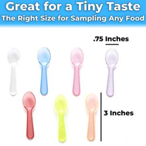 Extra Sturdy, BPA Free 500ct Plastic Tasting Spoons. Disposable Mini Tasters for Small Sampling or Individual Portions of Ice Cream, Sauces and Appetizers. Great for Food Trucks, Parties and Events.