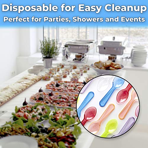 Extra Sturdy, BPA Free 500ct Plastic Tasting Spoons. Disposable Mini Tasters for Small Sampling or Individual Portions of Ice Cream, Sauces and Appetizers. Great for Food Trucks, Parties and Events.