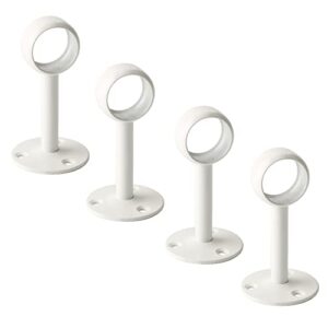 mooche 4pcs curtain closet rod holder ceiling-mount bracket pipe flange wardrobe closet pole end supports socket 1 inch, stainless steel white finished, mfl4025w-4p