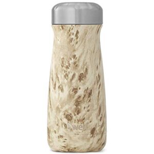 s'well stainless steel traveler - 16 fl oz - blonde wood - triple-layered vacuum-insulated travel mug keeps coffee, tea and drinks cold for 24 hours and hot for 12 - bpa-free water bottle