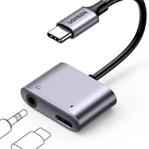 UGREEN USB C to 3.5mm Headphone and Charger Adapter 2 in 1 Type C to Aux Audio Jack with PD 60W Fast Charging Dongle for Stereo Earbuds Compatible with Samsung S23/S22 Note20/10 Pixel 5/4 iPad Pro Air