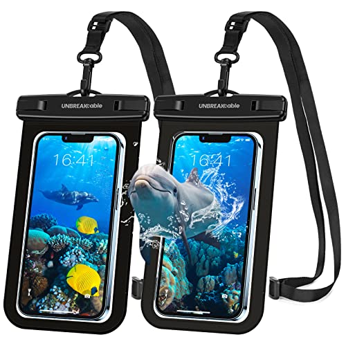 UNBREAKcable Waterproof Phone Pouch, IPX8 Universal Waterproof Phone Case [2 Pack] Cellphone Dry Bag for iPhone 14 13 12 11 Pro Max XS Plus Samsung Galaxy S23 and More Up to 7" - Black